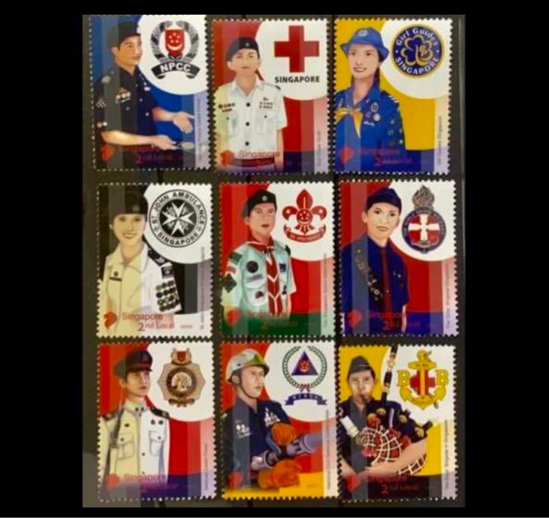 Singapore school uniform group stamps full set - scouts, guides, boy ...