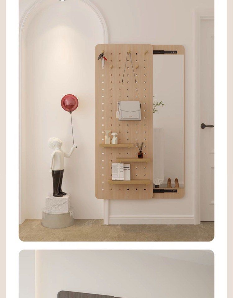 Sliding full length mirror with pegboard, Furniture & Home Living, Home ...