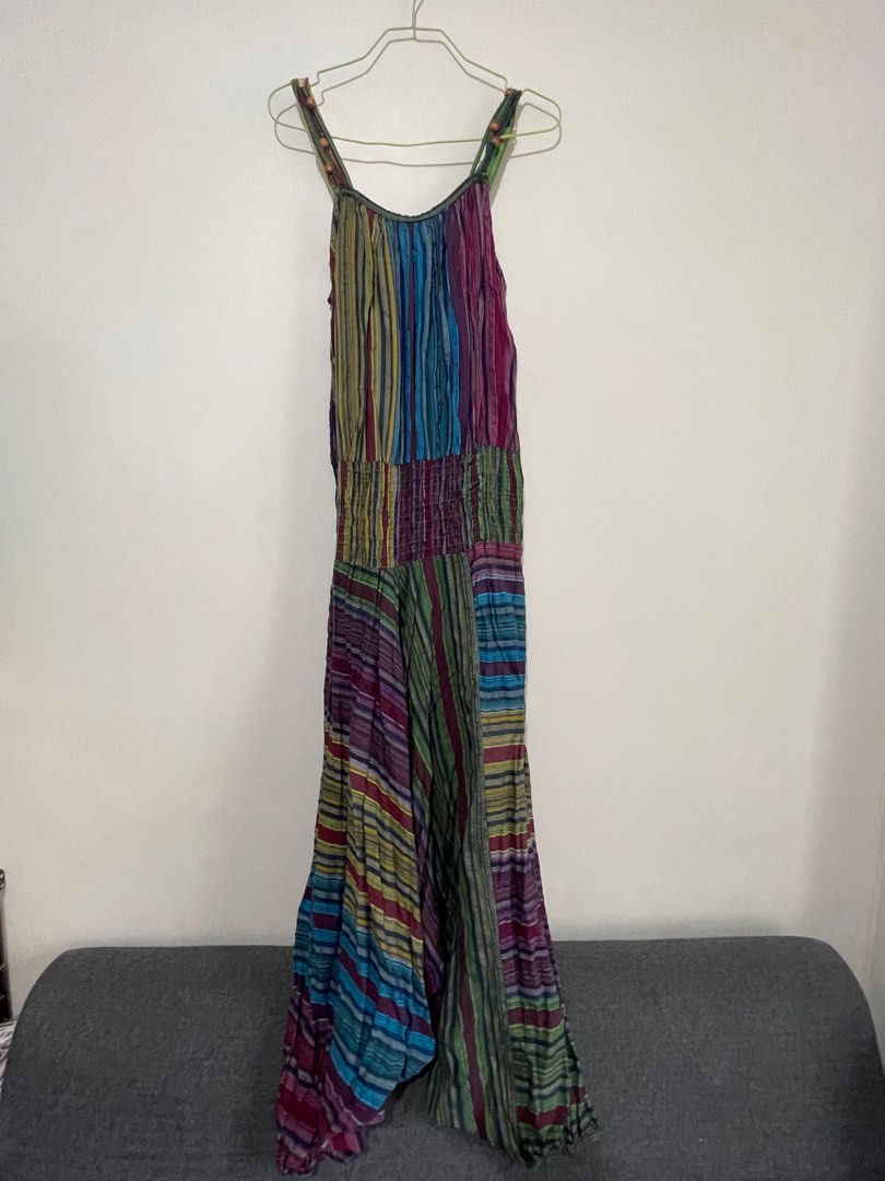 Thai Jumper patchwork fabric, Women's Fashion, Dresses & Sets, Jumpsuits on Carousell