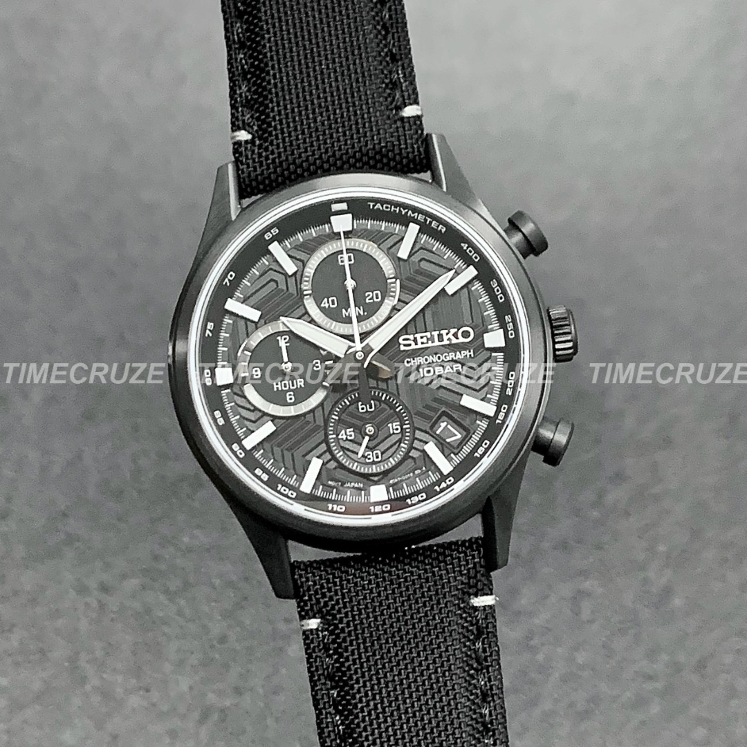 [Time Cruze] Seiko SSB421P1 Quartz Chronograph Tachymeter Black Nylon ...