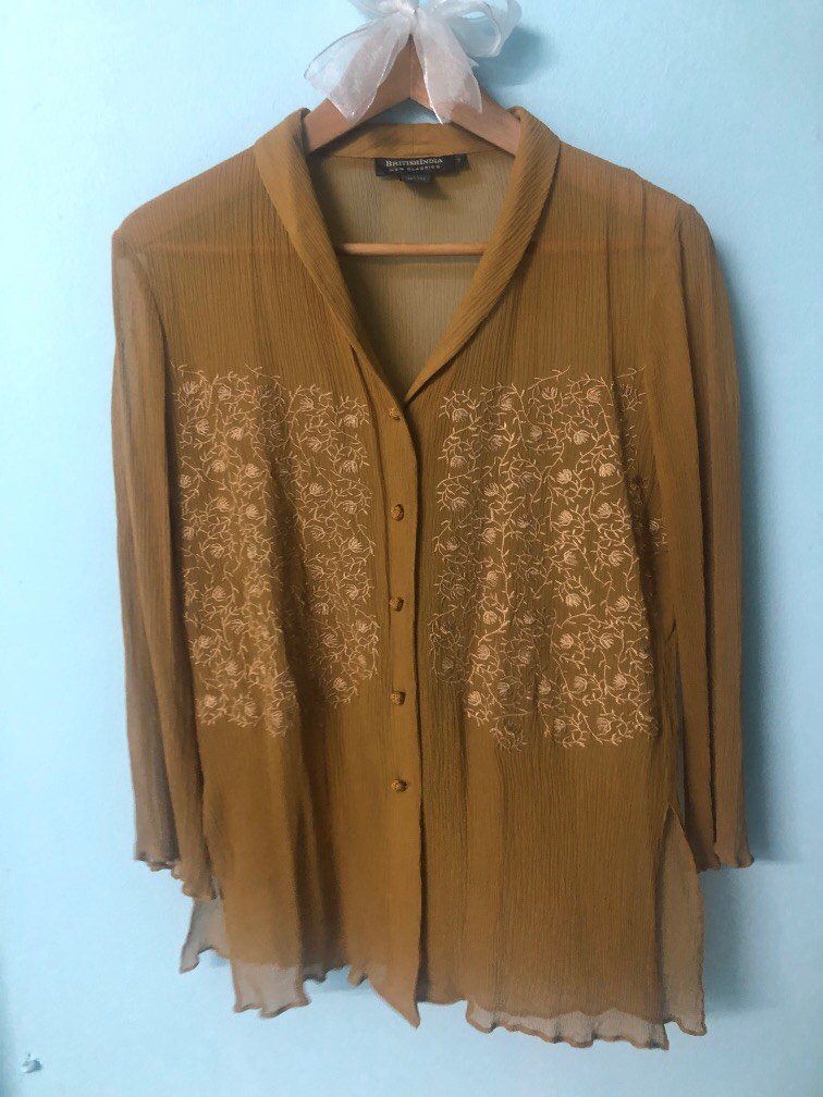 Translucent British India Silk Blouse, Women's Fashion, Tops, Blouses ...