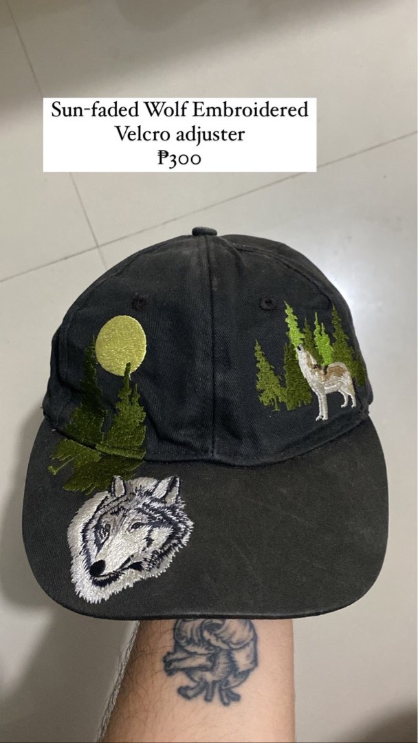Vintage Faded Wolf Embroidered Cap, Men's Fashion, Watches ...