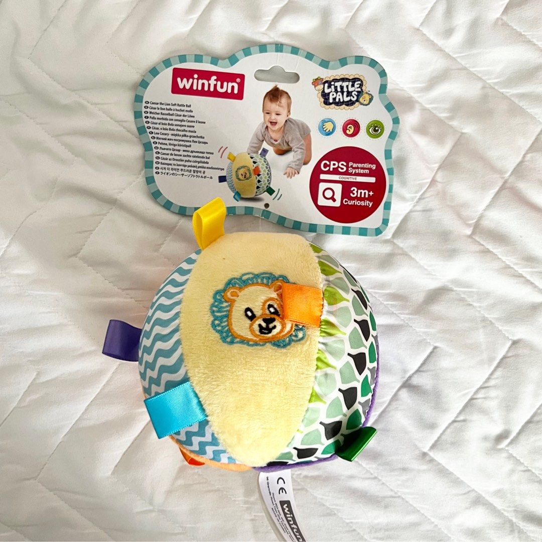 Winfun Caesar the Lion soft rattle ball with cute embroidered lion ...