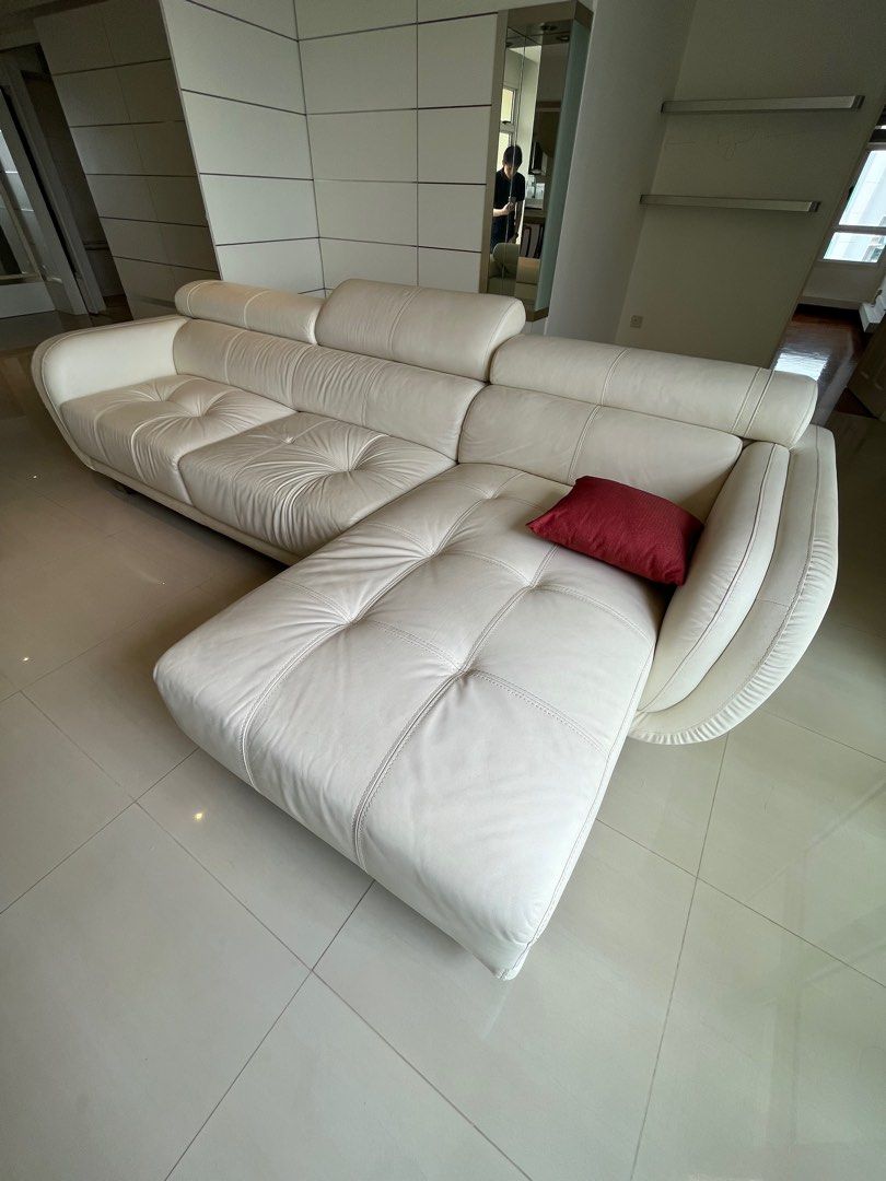 3.5 L Shape Leather Sofa (3m W x 1.7m D [L shape part] x 85cm H ...