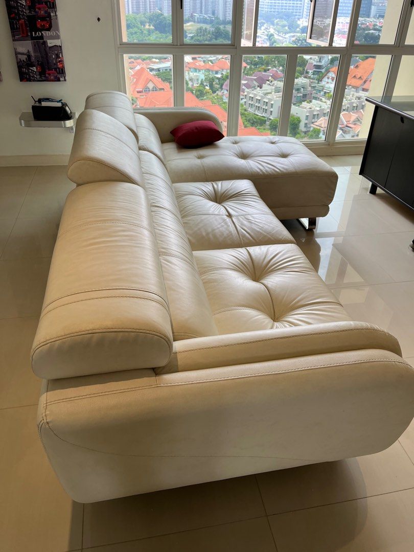 3.5 L Shape Leather Sofa (3m W x 1.7m D [L shape part] x 85cm H ...