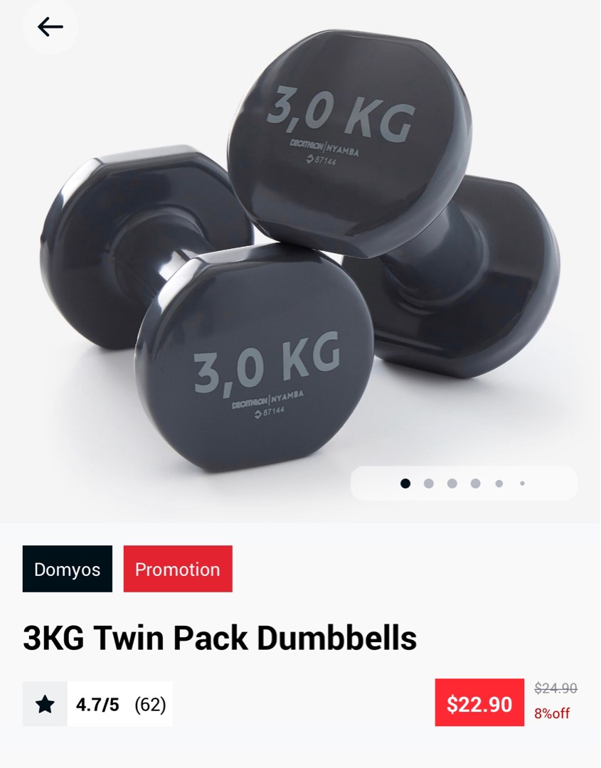 3KG Twin Pack Dumbbells, Sports Equipment, Exercise & Fitness, Weights ...