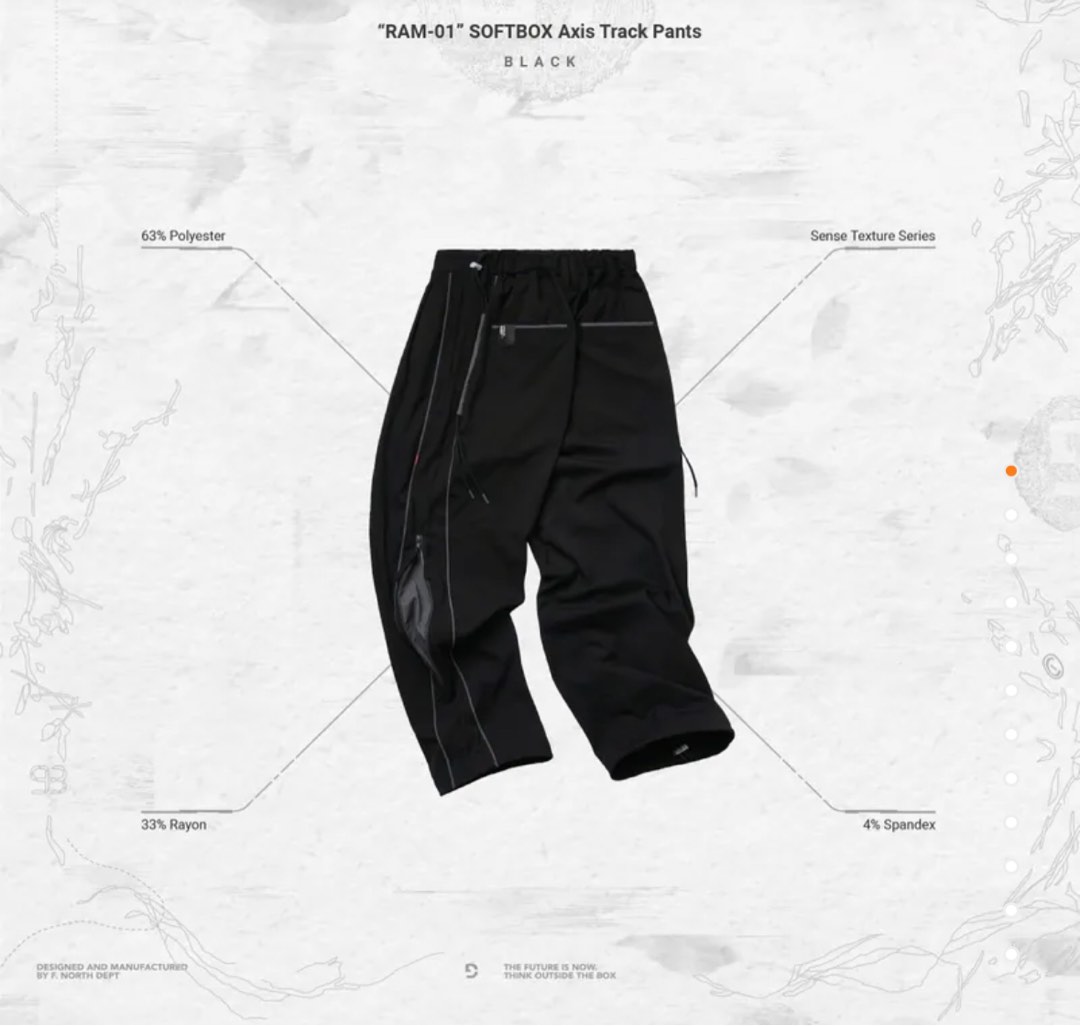 (黑3）“RAM-01” SOFTBOX Axis Track Pants - Black, 他的時尚, 褲子, 其他長褲在旋轉拍賣