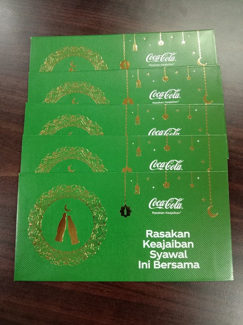 (5 pieces) Malaysia 2023 Coca Cola Coke Green Packet Raya Packet ...