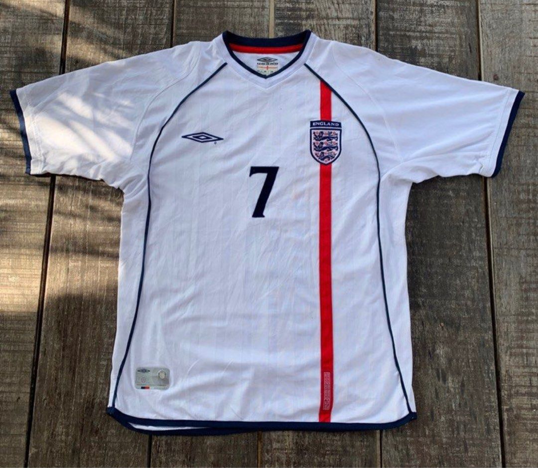 #7 DB7 David Beckham England 2001 Home soccer/football jersey/kit rare ...