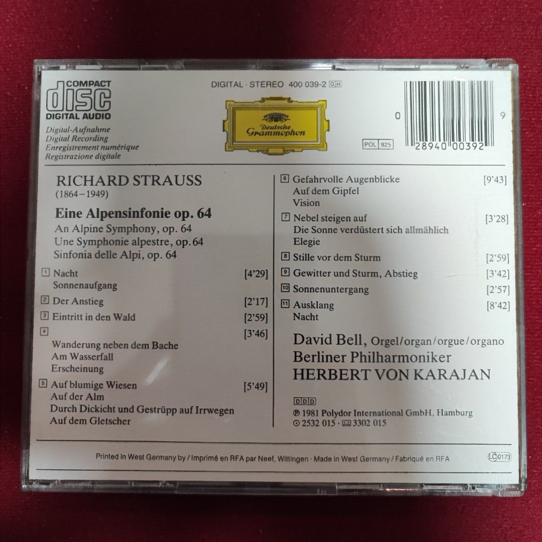 西德銀圈頭版 古典 Richard Strauss : Eine Alpensinfonie CD / 1981年 銀圈首版 made in W.Germany 靚聲 #市面罕有 新淨靚仔 ...