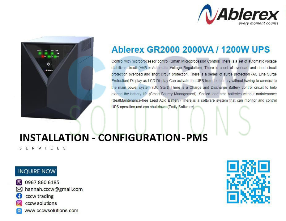 Ablerex GR2000 2000VA / 1200W UPS w/ LED Display, Computers & Tech ...
