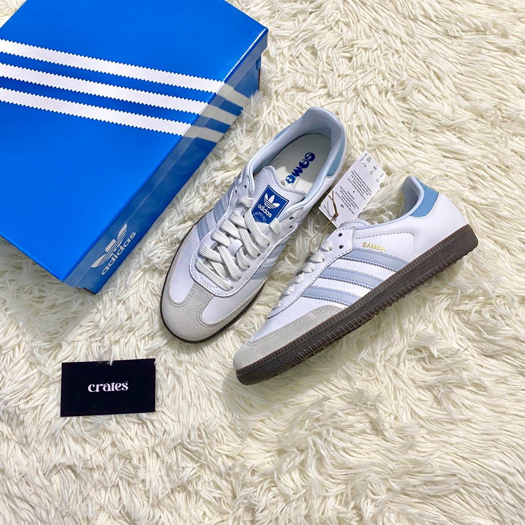 Adidas Samba Halo Blue, Women's Fashion, Footwear, Sneakers on Carousell