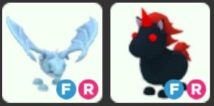 Adopt me frost dragon & evil Uni for trade, Video Gaming, Gaming ...