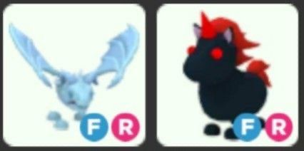 Adopt me frost dragon & evil Uni for trade, Video Gaming, Gaming ...