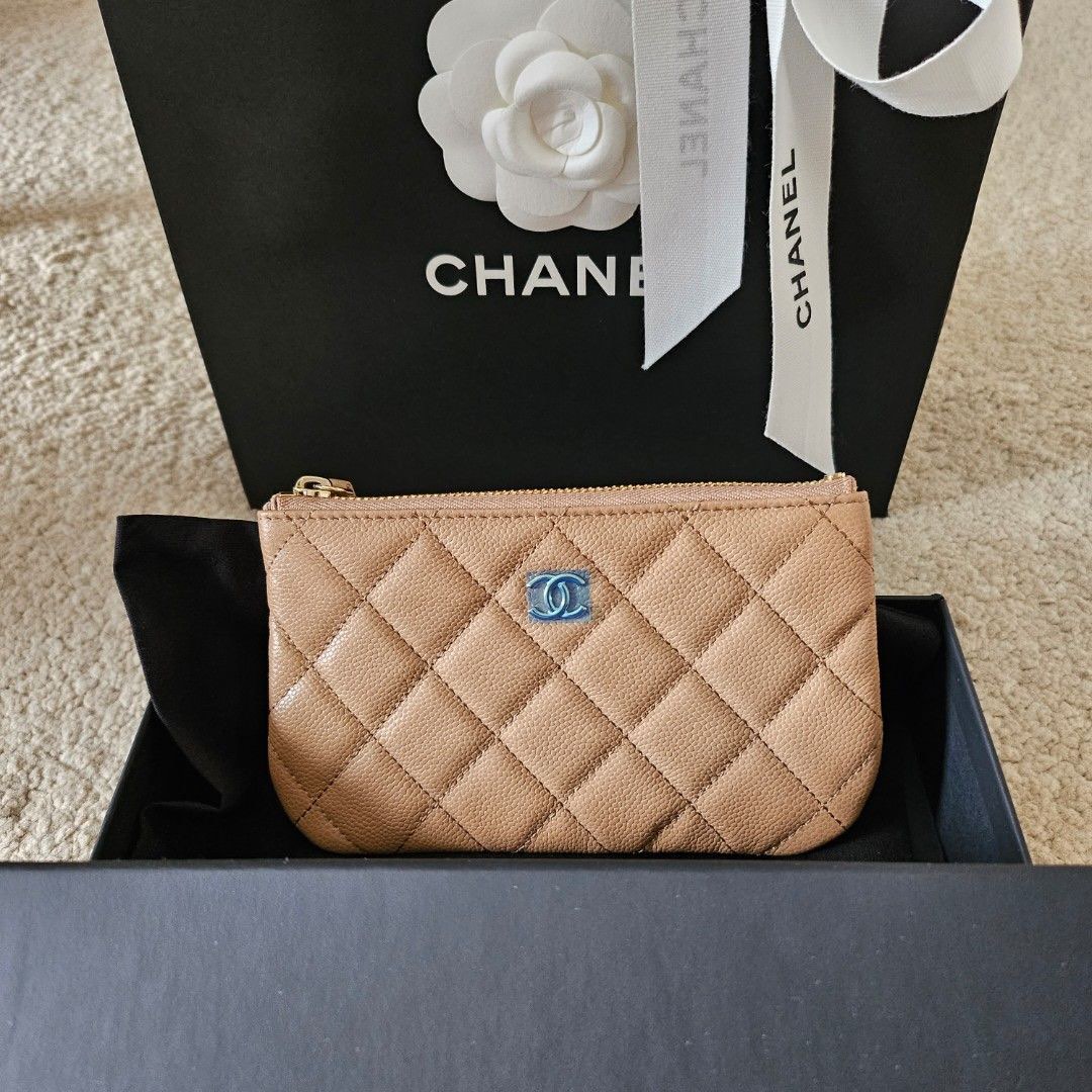 Authentic Chanel Mini O Case Dark Beige Caviar, Luxury, Bags & Wallets ...