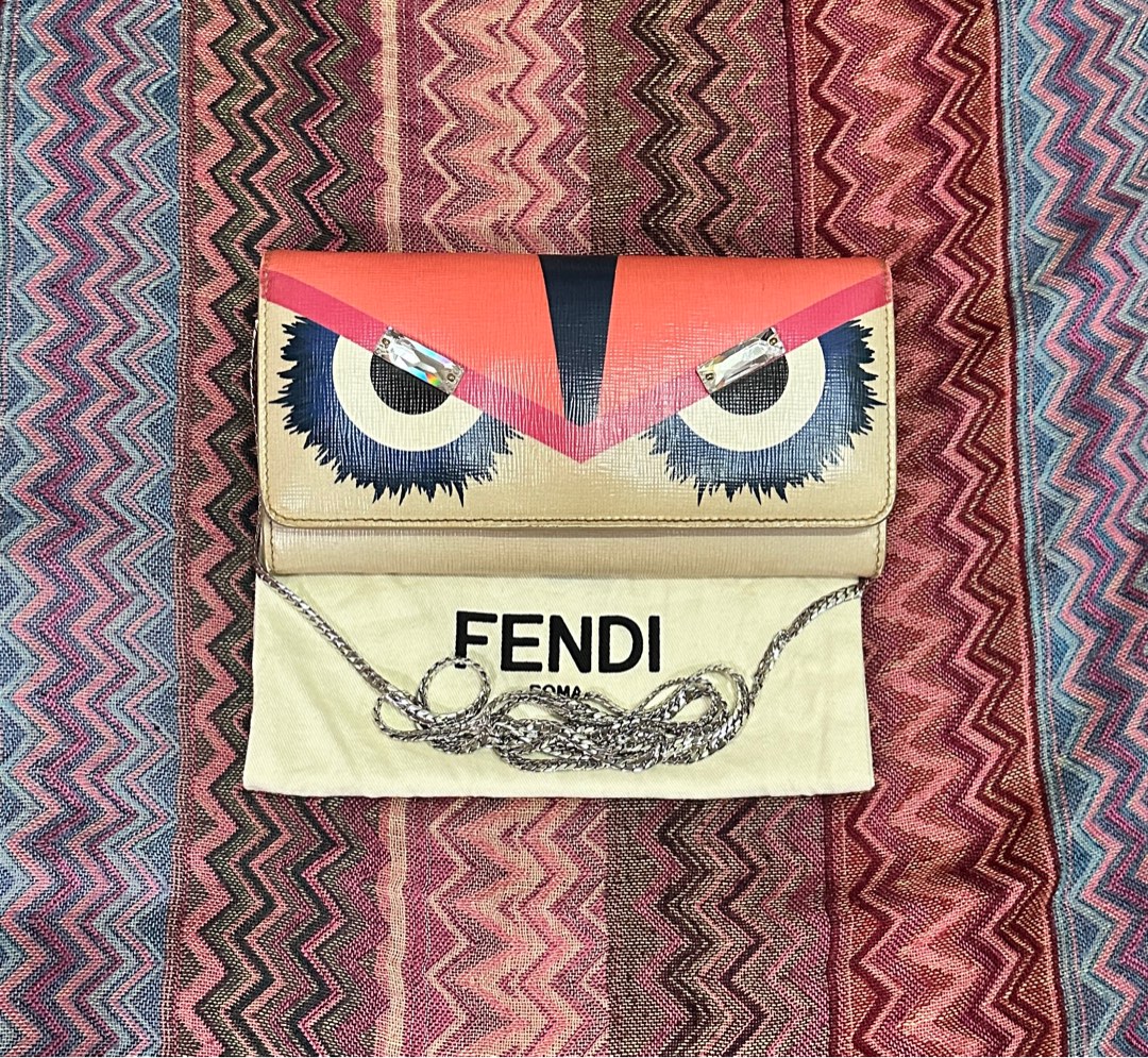 Authentic Fendi Monster wallet on chain, Luxury, Bags & Wallets on ...