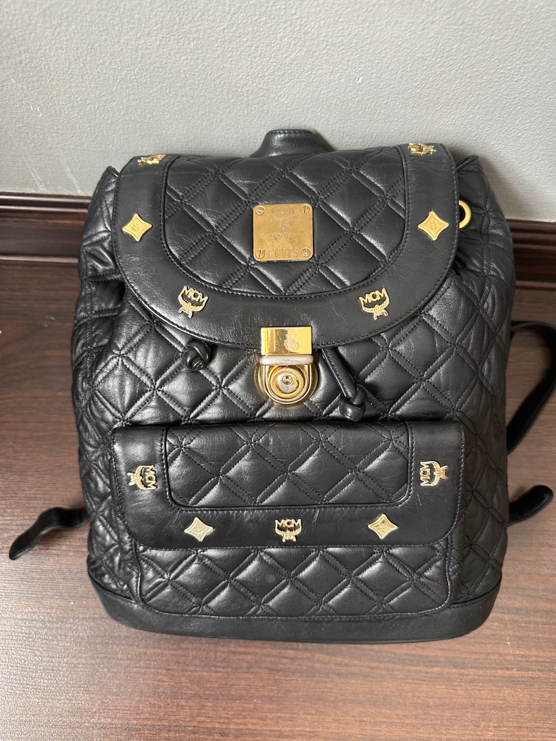 Authentic McM quilted backpack, Women's Fashion, Bags & Wallets ...
