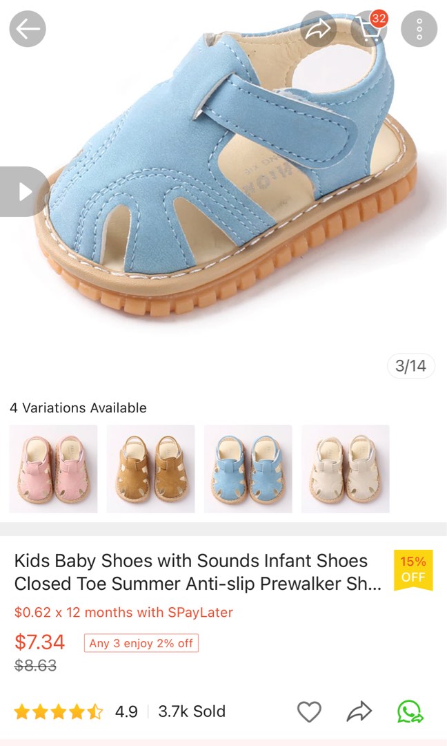 Baby shoes with sound (blue), Babies & Kids, Babies & Kids Fashion on ...