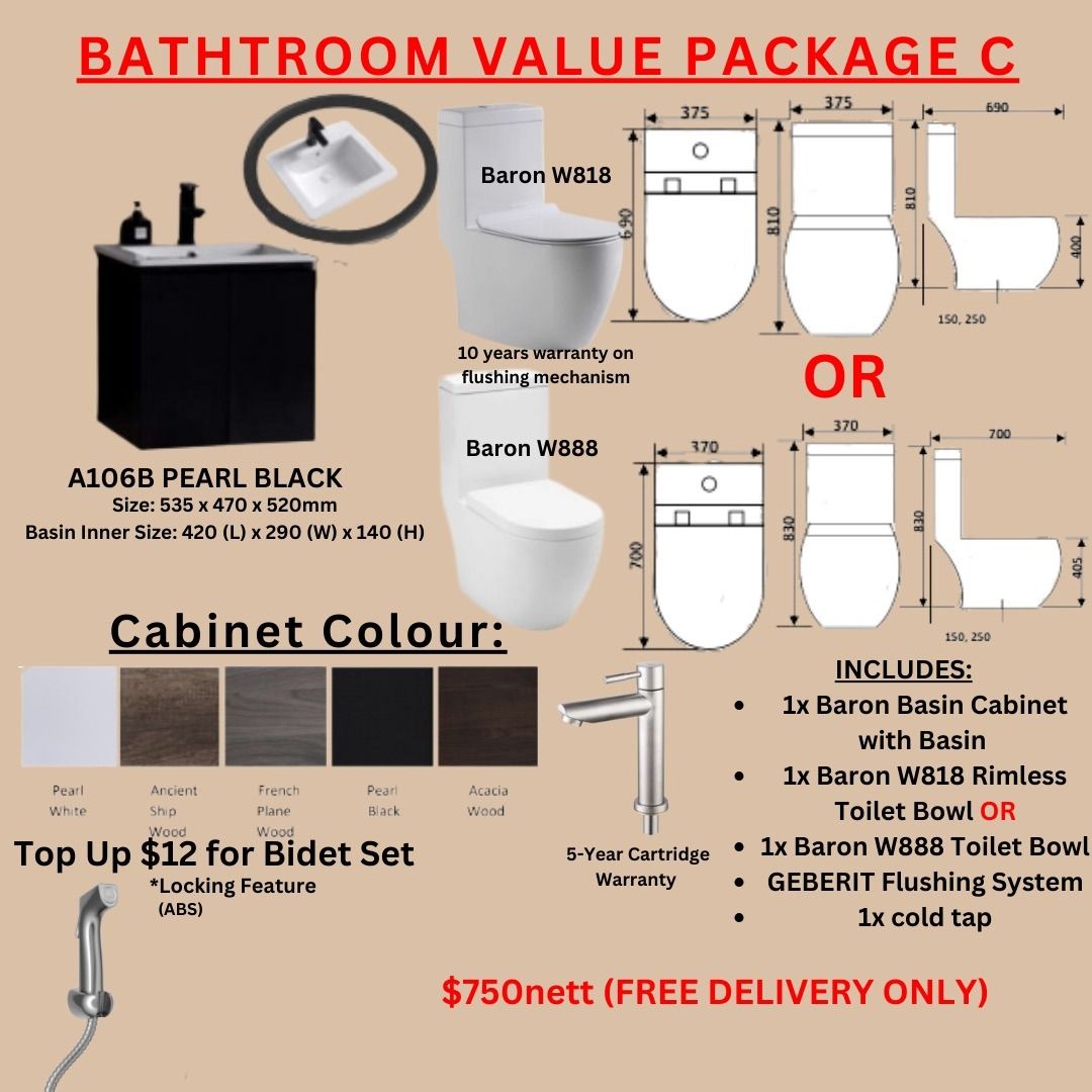 Basin Cabinet with Toilet bowl Package, Furniture & Home Living ...