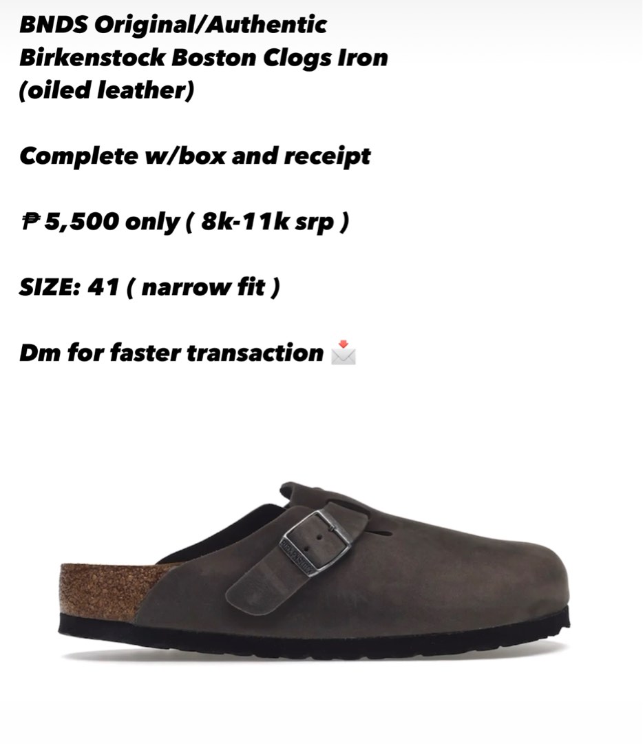 Bnds Original Authentic Birkenstock Boston Clogs Iron Oiled Leather