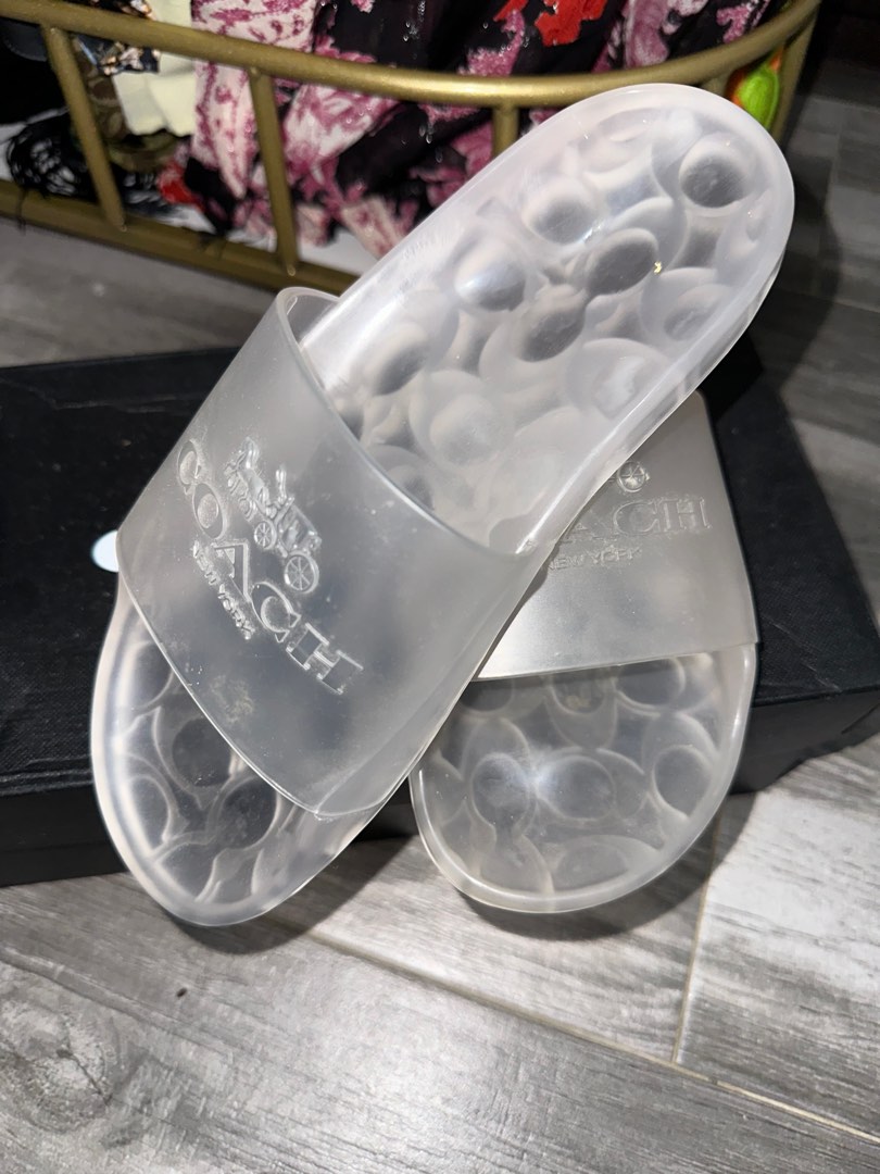 Coach Clear Slides, Women's Fashion, Footwear, Sandals on Carousell