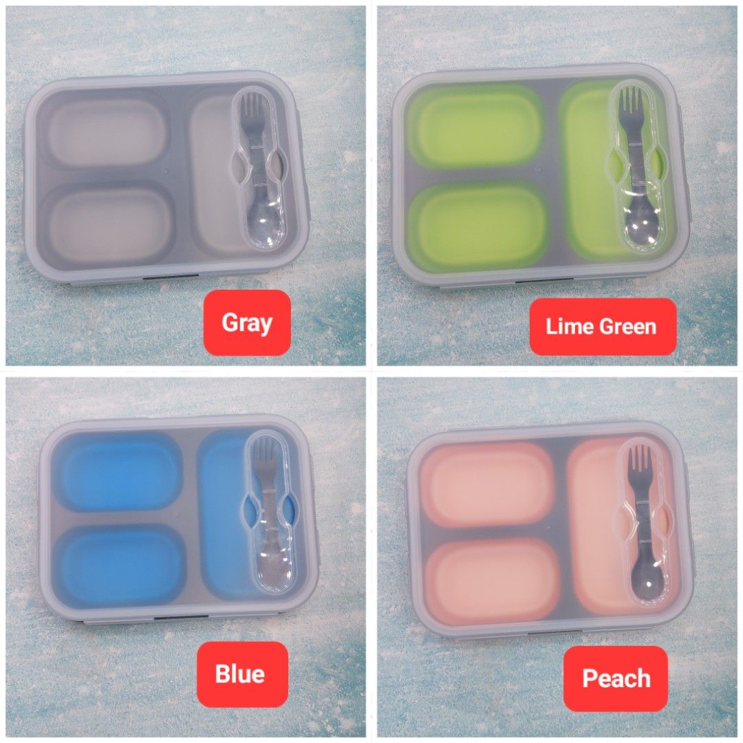 Collapsible 2-compartment food containers silicone, Furniture & Home ...