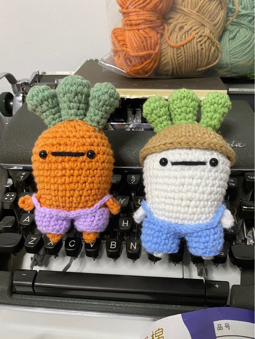 Crochet Carrot and Radish Boy in Customised Suspenders and Dress ...