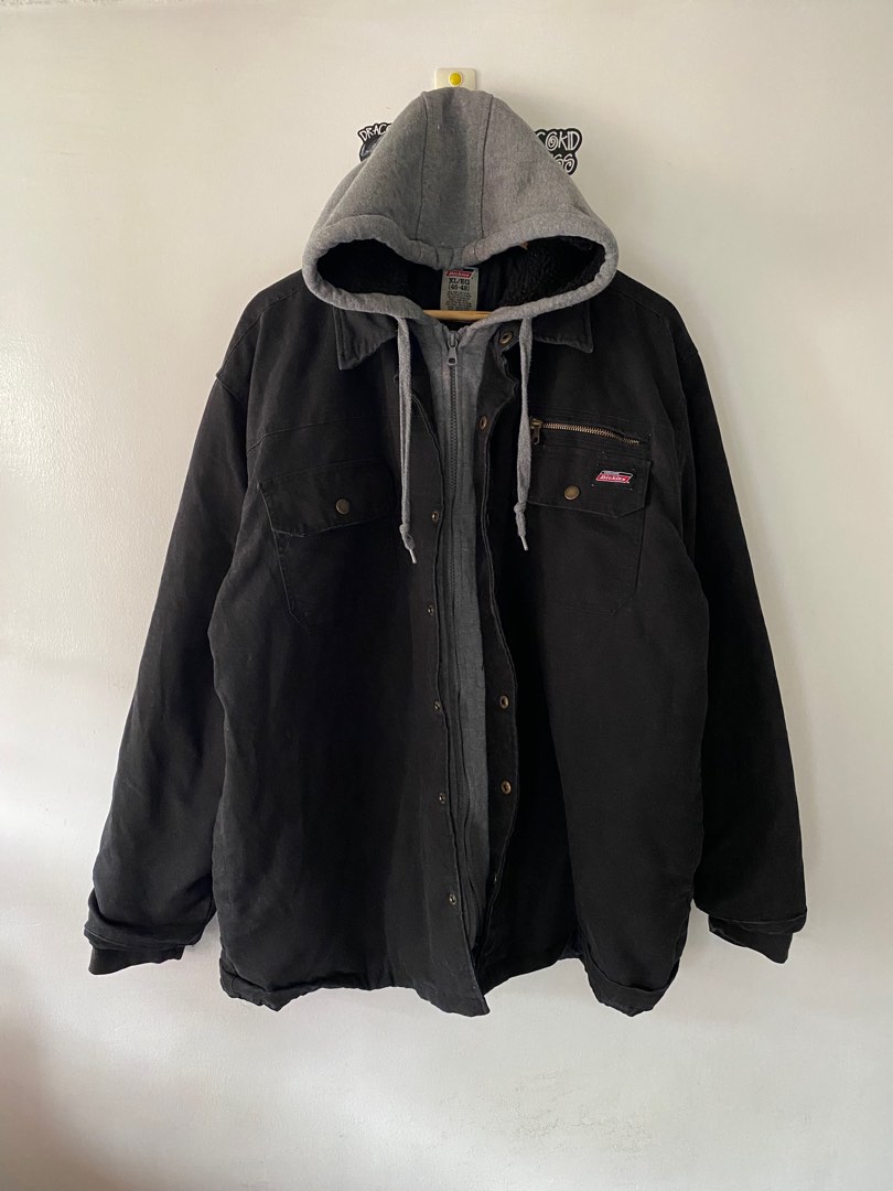 Dickies Genuine Insulated Black Denim Hooded Jacket, Men's Fashion ...