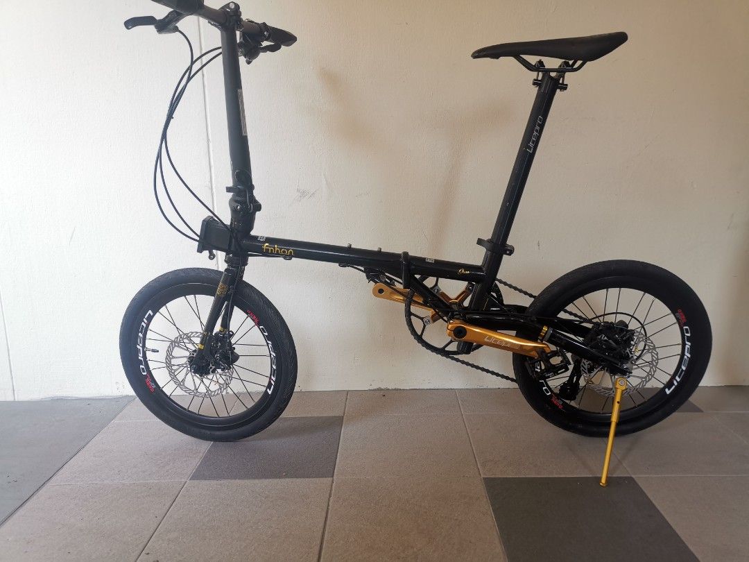 Fnhon Gust 16 inch 9 speed black gold, Sports Equipment, Bicycles ...