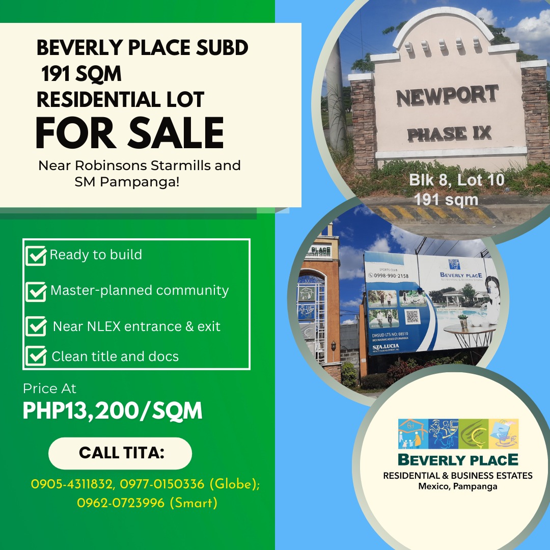 For Sale Beverly Place Residential Lot 191 sqm in Mexico, Near ...