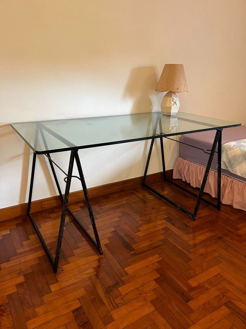 Glass Study Table, Furniture & Home Living, Furniture, Tables & Sets on ...