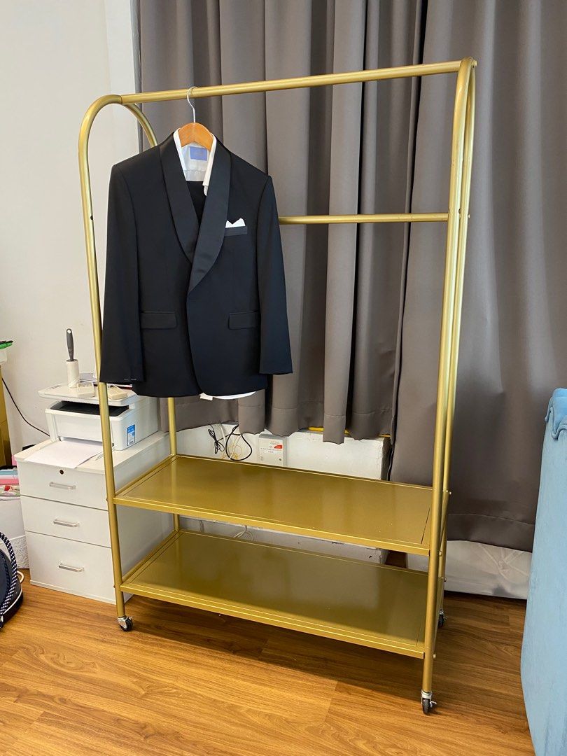 Gold concierge rack with shelves and wheels, Furniture & Home Living ...