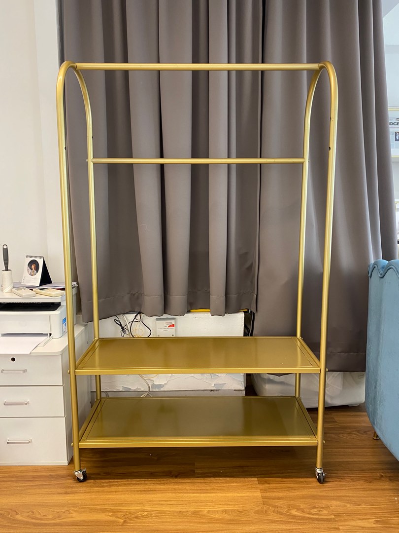 Gold concierge rack with shelves and wheels, Furniture & Home Living ...