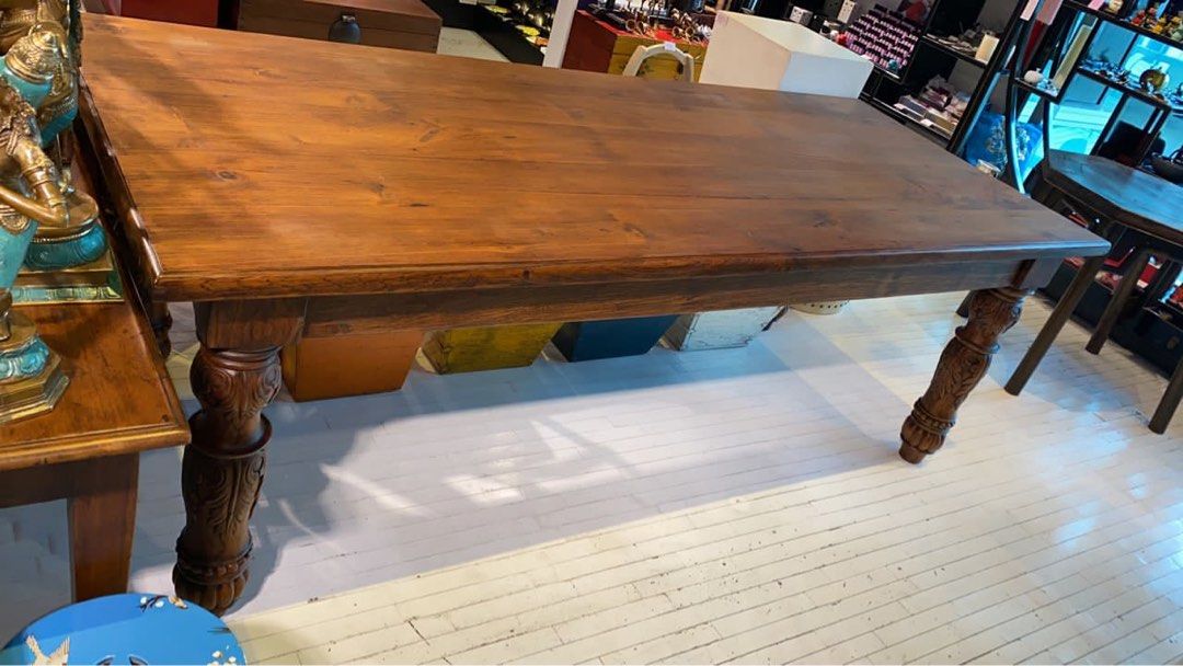 Burmese Golden Teak Wood Dining Table, Furniture & Home Living ...