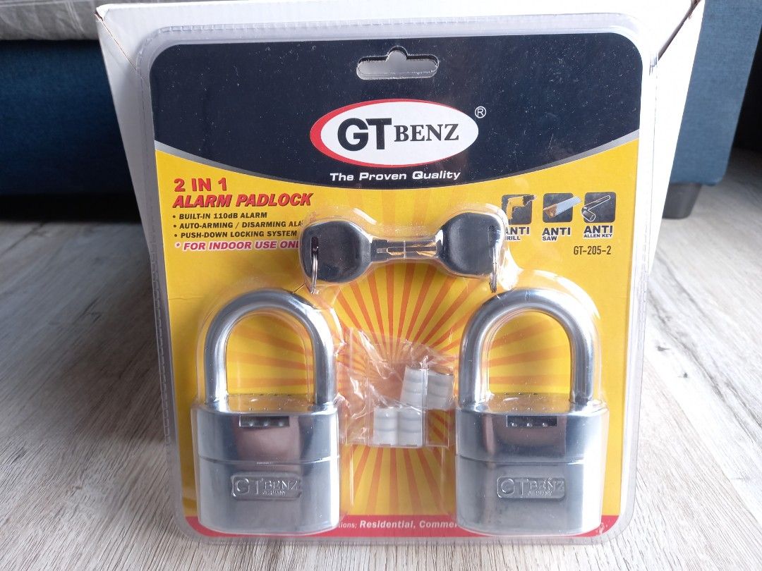 GT Benz Alarm Padlock - 2 in 1 (NEW), Furniture & Home Living, Security ...