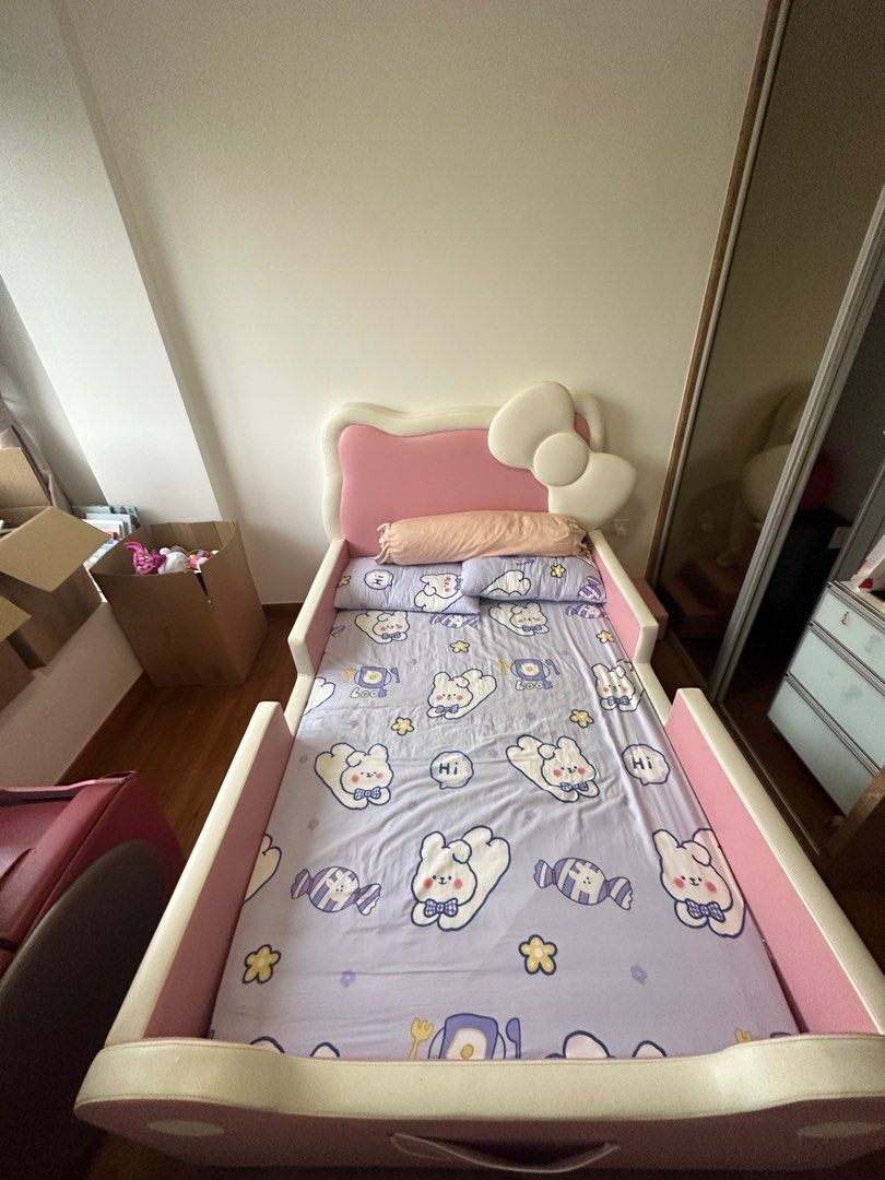 Hello Kitty Super single bed frame with Mattress 190cm x 130cm, Furniture & Home Living ...