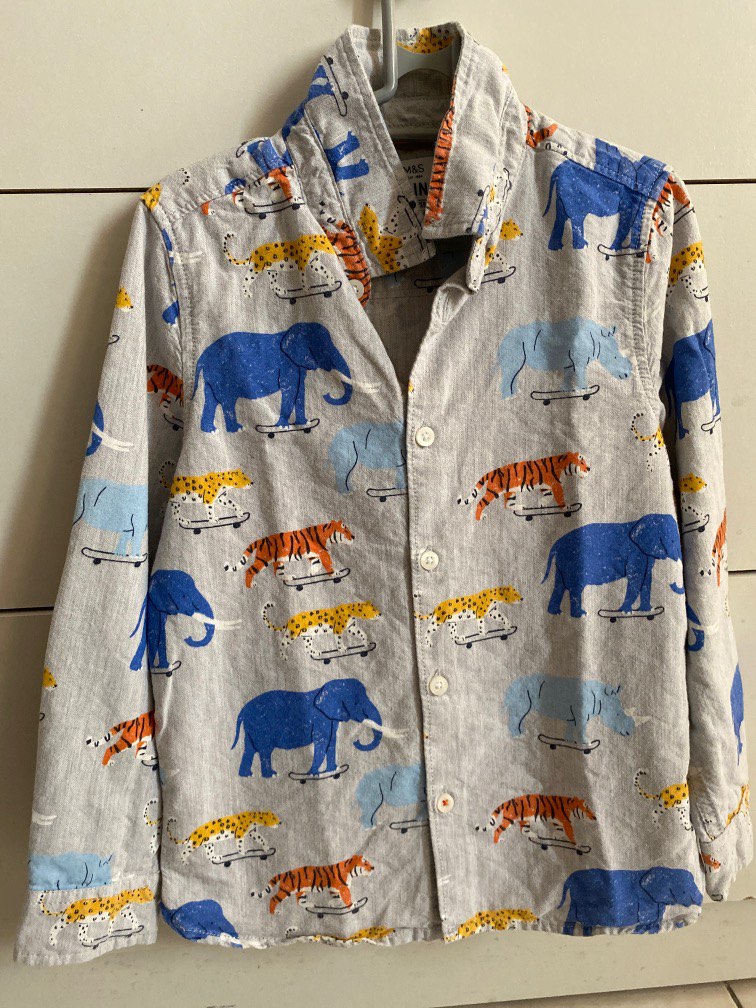 H&M animal print linen shirt, Babies & Kids, Babies & Kids Fashion on ...