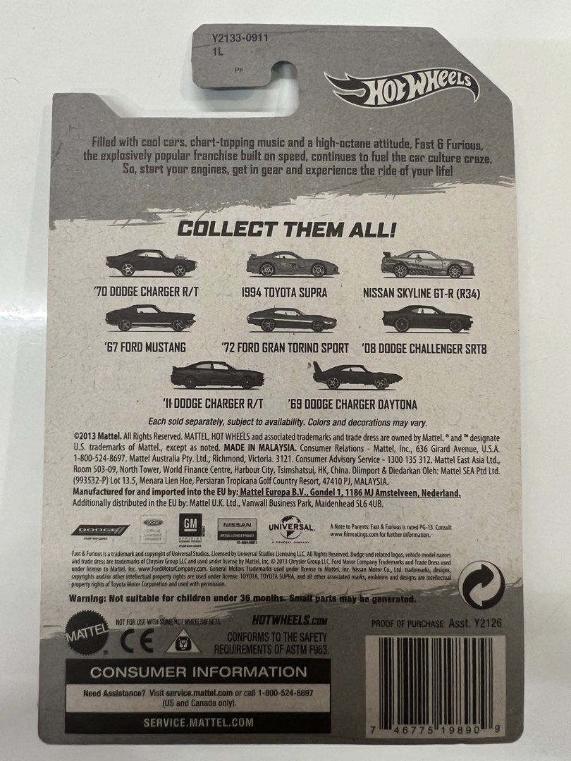 Hotwheels 2013 Fast and Furious Official Movie Merchandise The Fast and ...