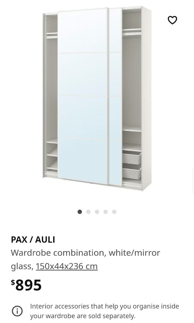 IKEA wardrobe with mirror 150cm (width) X 44 (depth) X 236 (height ...
