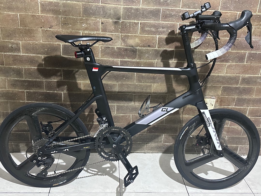 JAVA Cl Carbon Fiber Mini Velo Bike 22sp tri spoke carbon wheels ...
