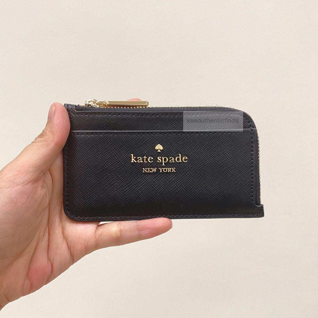 KATE SPADE Madison Top Zip Card Holder in Black, Luxury, Bags & Wallets ...