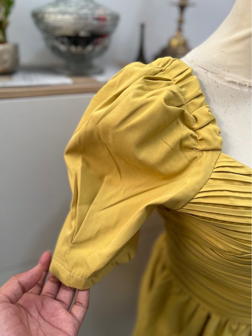 korean dress kuning / yellow dress / plisket dress / pleats dress ...