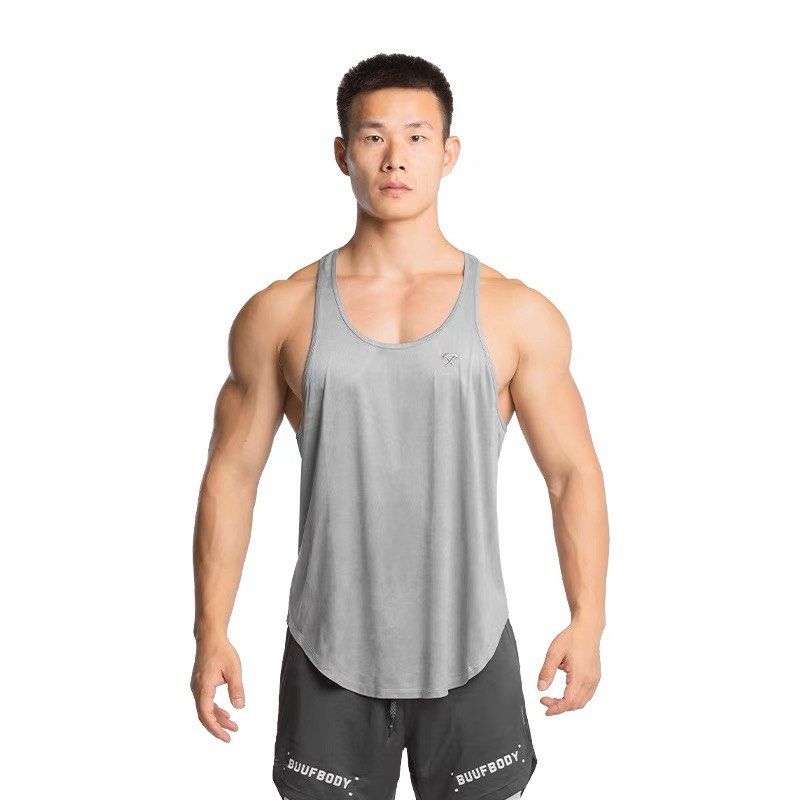 (M) Grey stringer gym singlet workout tank tanktop stringers singlets ...