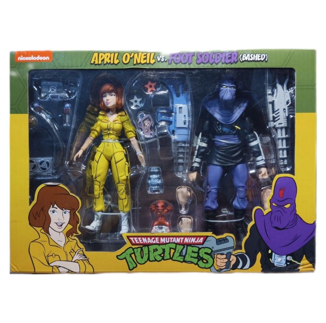 Neca TMNT Classic Cartoon Series APRIL O'NEIL vs . FOOT SOLDIER (Bashed ...