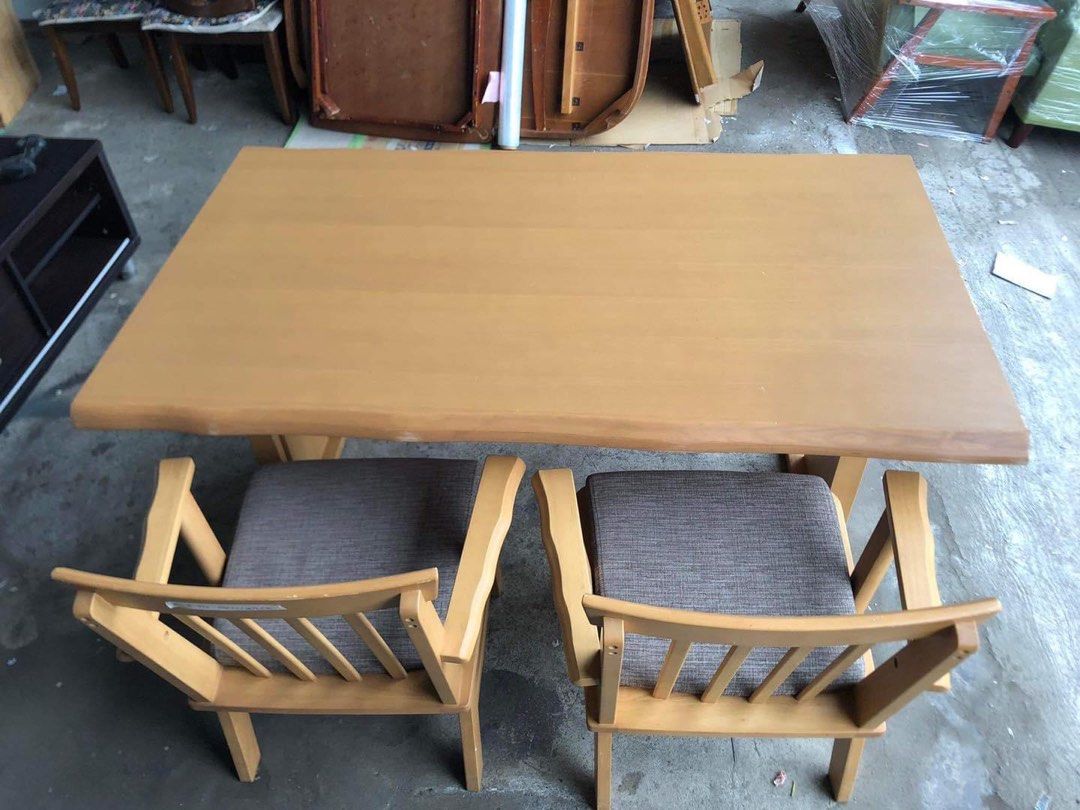 Nitori dining set ( table, bench& 2 chairs, Furniture & Home Living ...