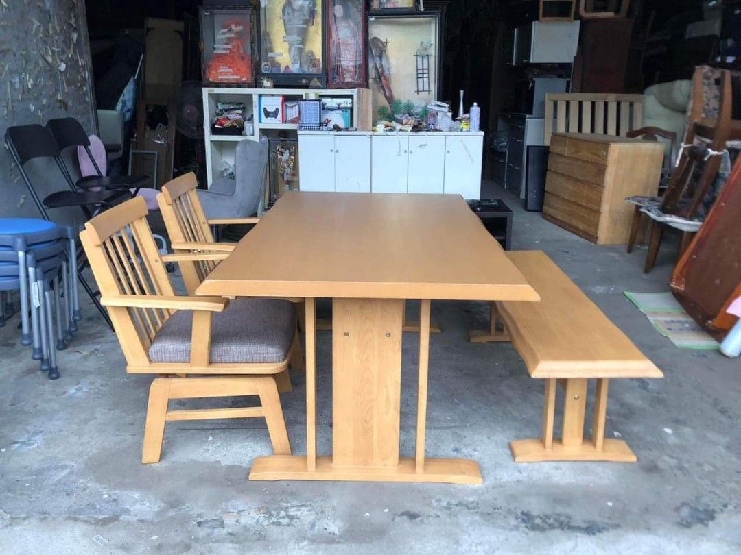 NITORI dining set (table, bench & 2chairs, Furniture & Home Living ...