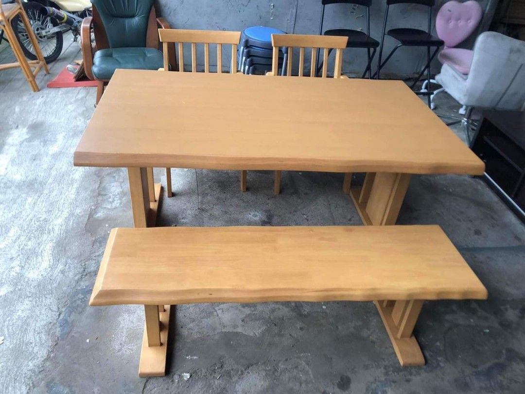 NITORI dining set (table, bench & 2chairs, Furniture & Home Living ...