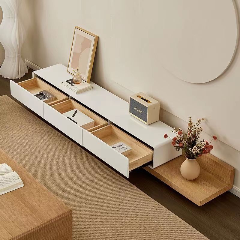 Nordic floor-standing TV cabinet coffee table combination retractable ...