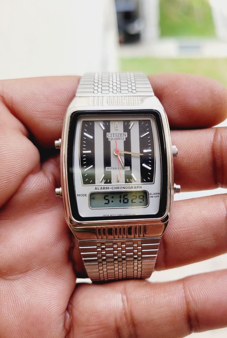 NOS Citizen Suits Ana-Digi Alarm Chronograph Racing Retro Style Watch ...