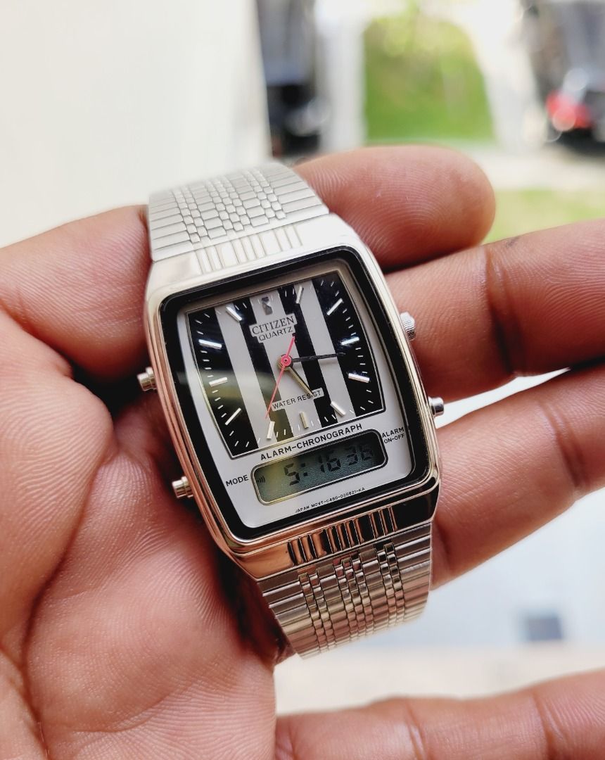 NOS Citizen Suits Ana-Digi Alarm Chronograph Racing Retro Style Watch ...